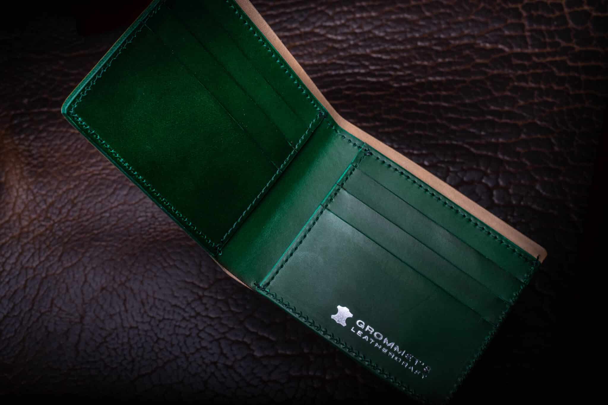 Emerald Green Shell Cordovan Bifold Wallet – Grommet's Leathercraft