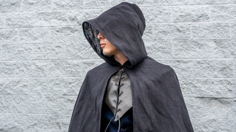Linen Hooded Cloak - half circle hooded cloak made out of 100% linen