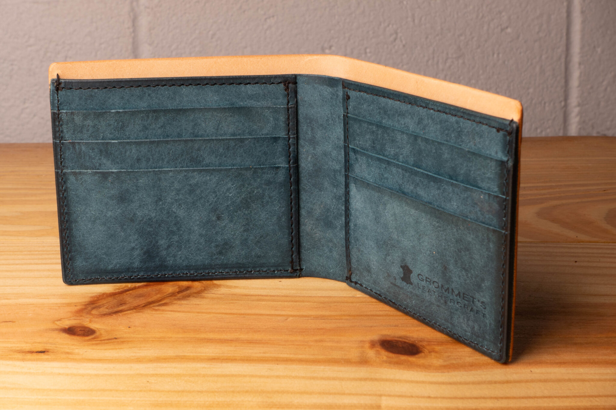 Blue “Museum ” Shell Cordovan Wallet with Blue Pueblo Interior ...