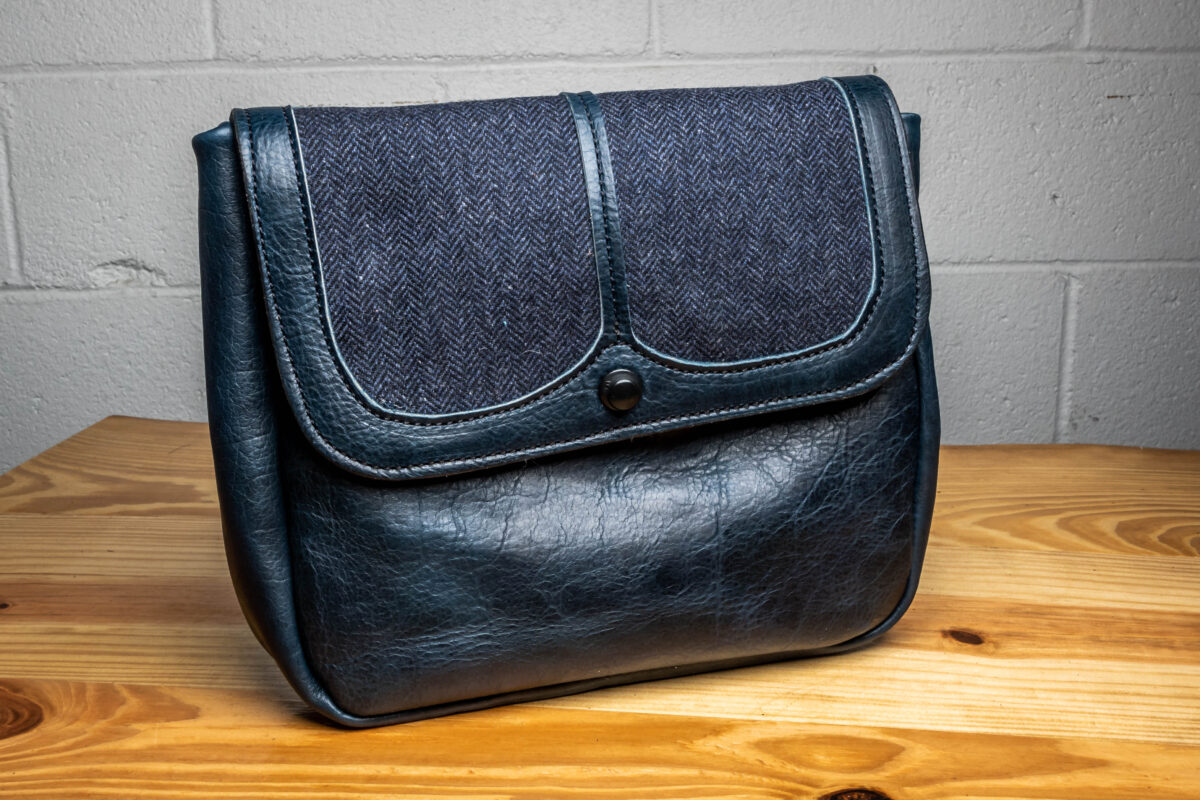 Blue Bison Satchel With Blue Herringbone Wool Tweed Inlay – Grommet's ...